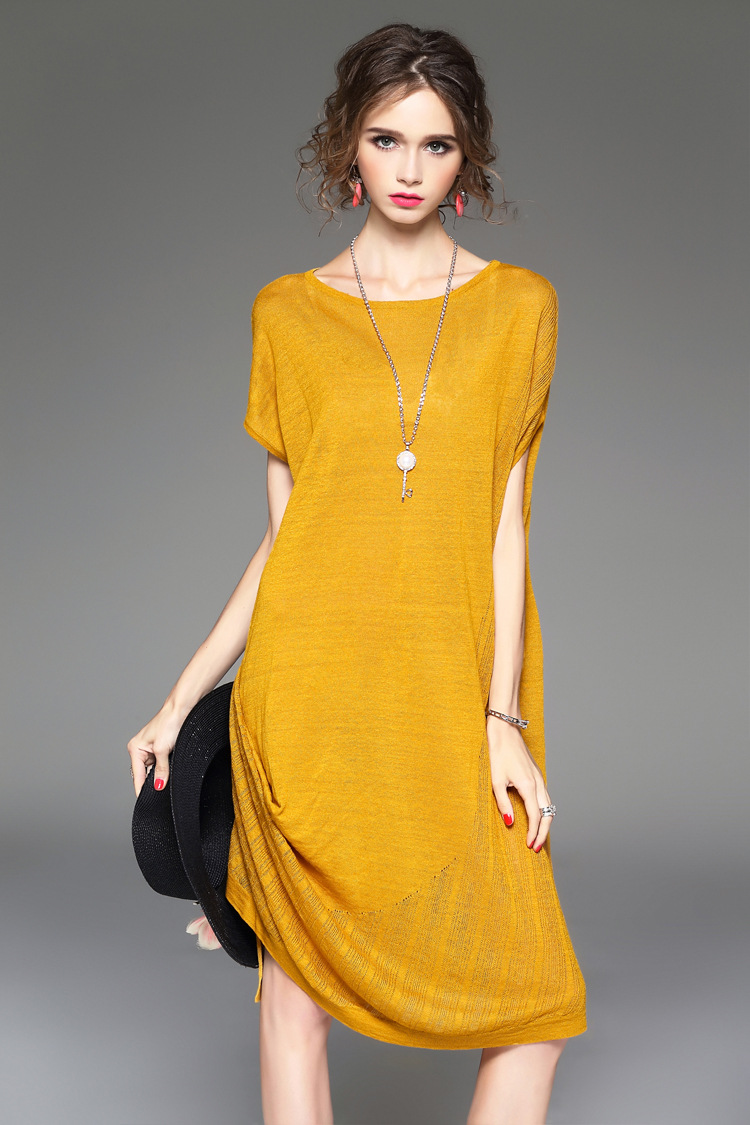 2017 Summer Spring Women Linen Loose Knitting Knitted Runway Midi Dress ...